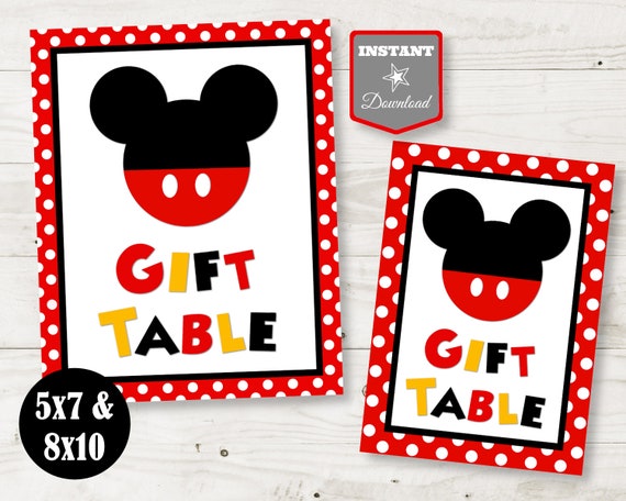 INSTANT DOWNLOAD Classic Mouse Printable 5x7 and 8x10 Gift Table Party ...