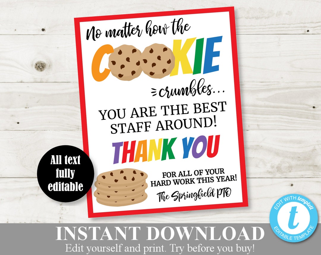 INSTANT DOWNLOAD Editable 8x10 No Matter How the Cookie Crumbles Sign ...