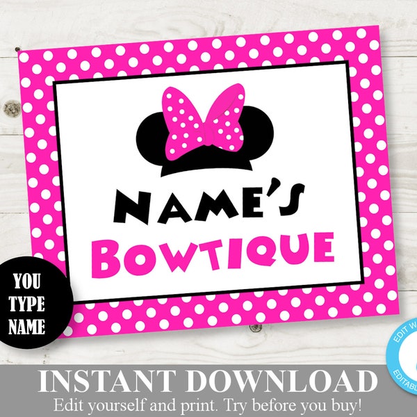 Minnie Mouse Bowtique Welcome Sign - Etsy