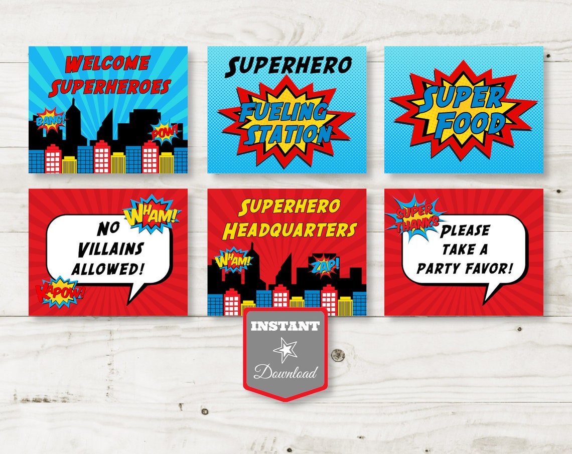 INSTANT DOWNLOAD Superhero Birthday Party Printable 8x10 Sign - Etsy