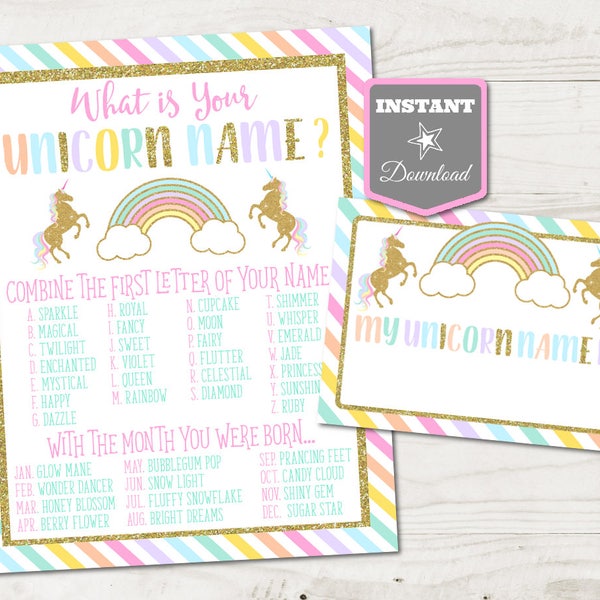 Unicorn Name Tags - Etsy