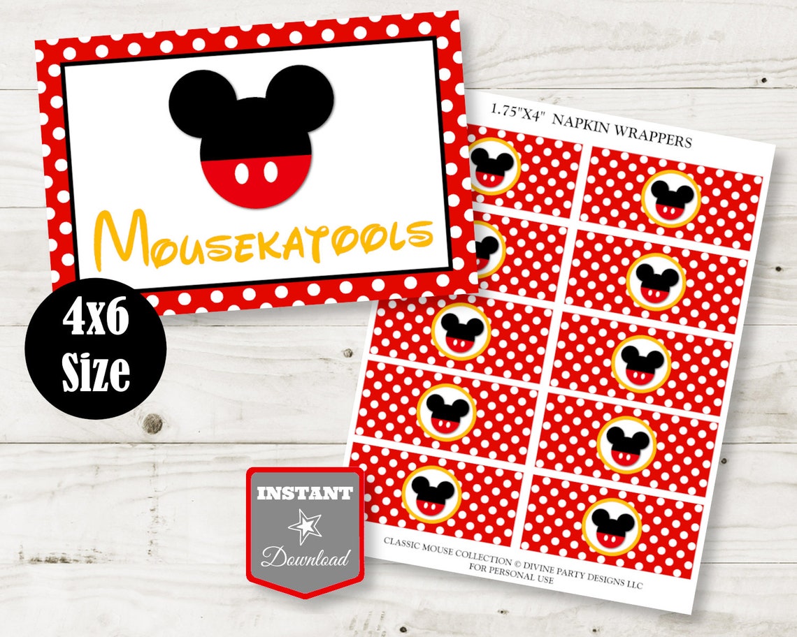 INSTANT DOWNLOAD Classic Mouse Printable 4x6 Mousekatools Sign | Etsy