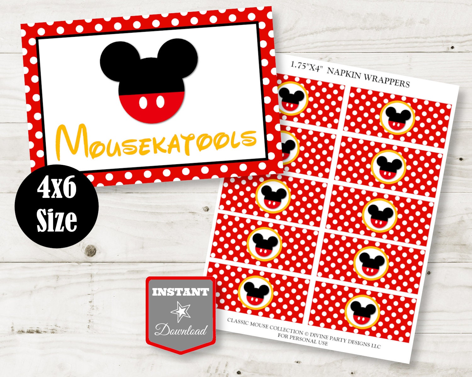 INSTANT DOWNLOAD Classic Mouse Printable 4x6 Mousekatools Sign | Etsy