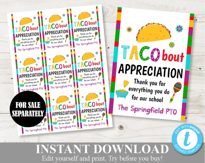 INSTANT DOWNLOAD Editable 8.5x11 Fiesta Mexican Teacher Appreciation ...