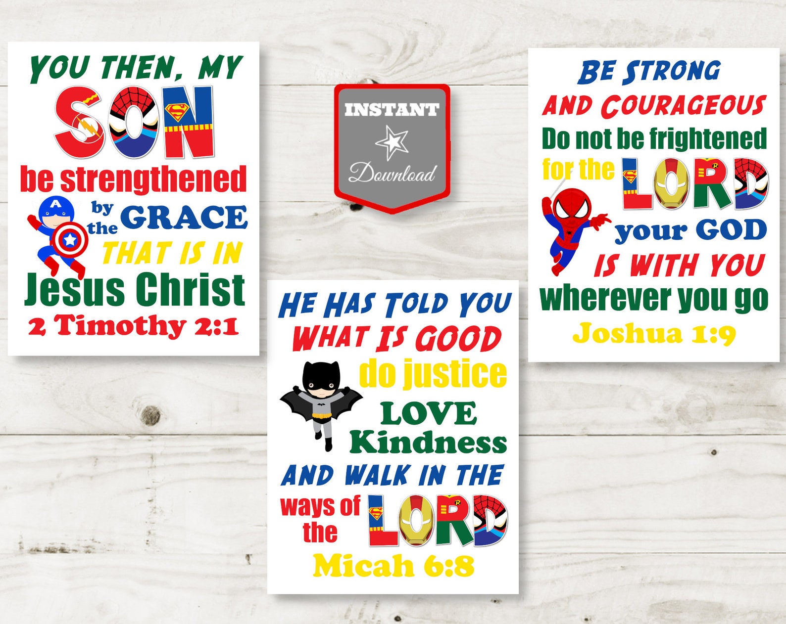 INSTANT DOWNLOAD Superhero 8x10 Verses / Boy's Room Decor / DIY ...