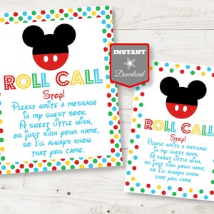 INSTANT DOWNLOAD Mouse Clubhouse 5x7 and 8x10 Roll Call Guest Book ...