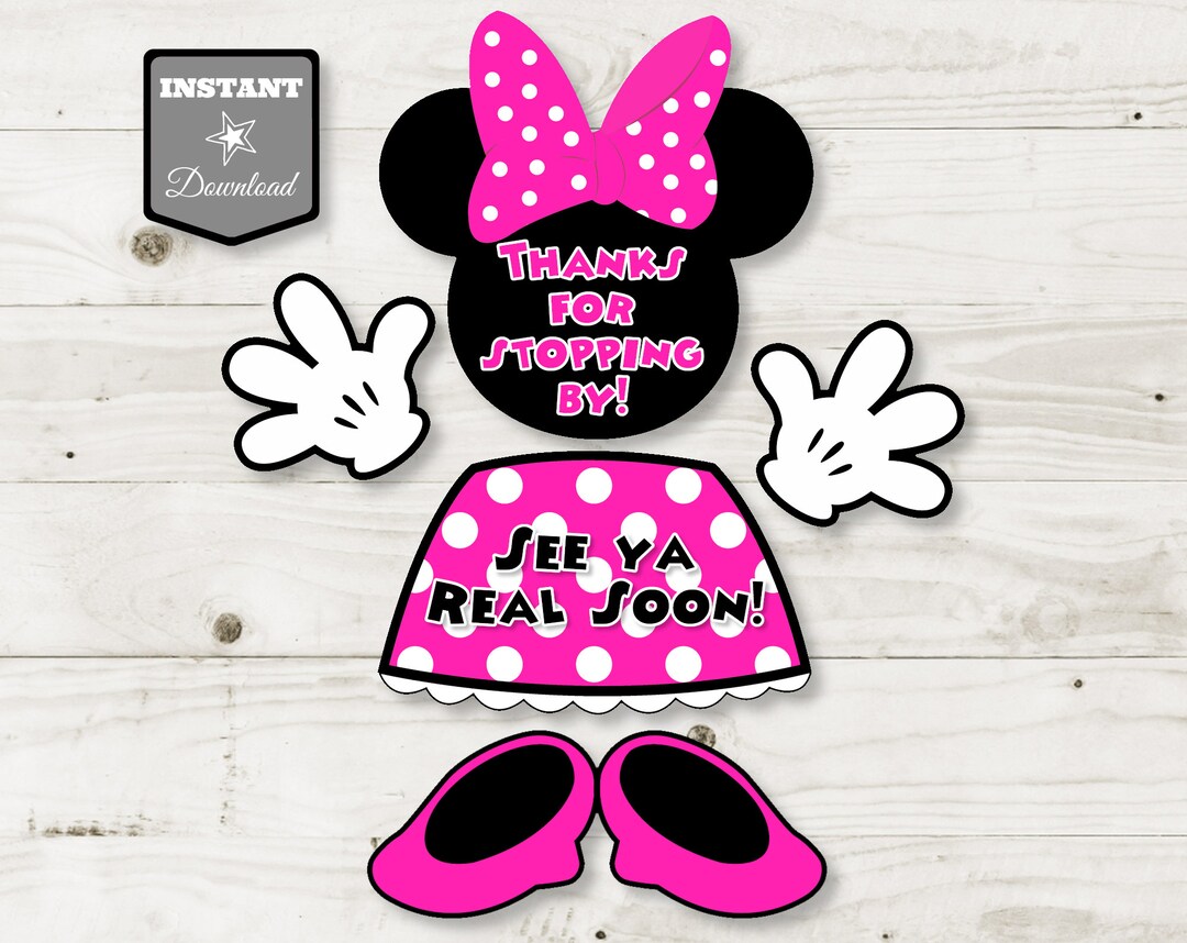 INSTANT DOWNLOAD Printable Hot Pink Mouse Thank You Hanging Door Sign ...