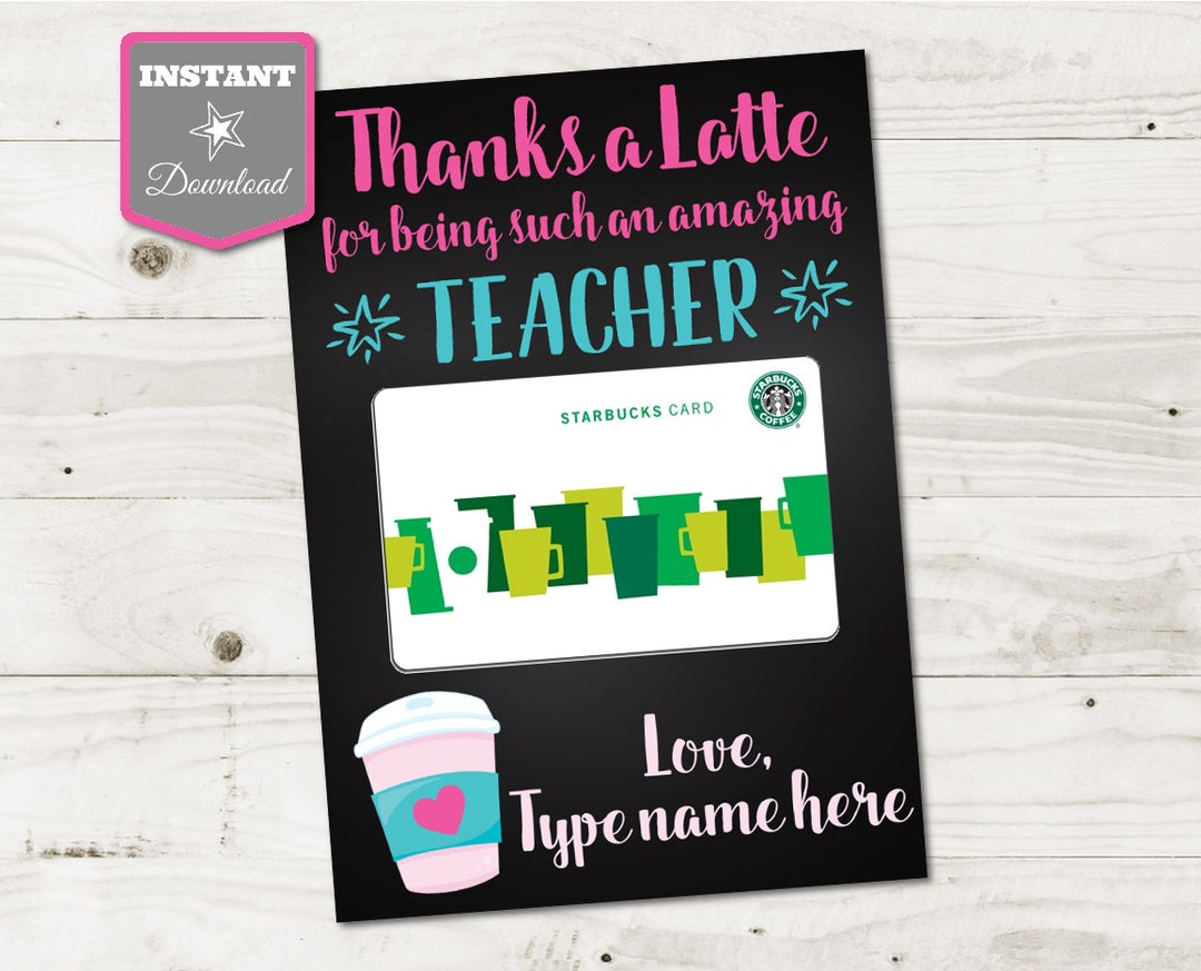 INSTANT DOWNLOAD Printable 5x7 Thanks a Latte for Being an Amazing ...