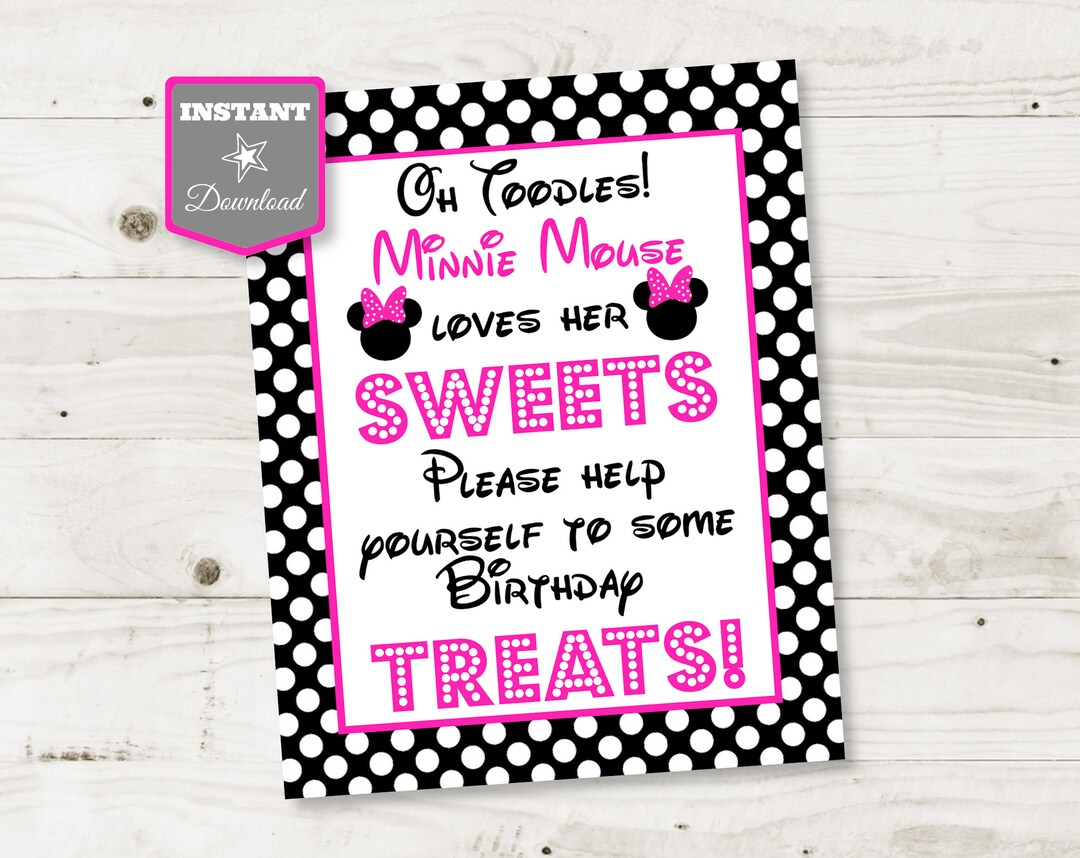 INSTANT DOWNLOAD Hot Pink Mouse 8x10 Sweets and Treats Printable Party ...