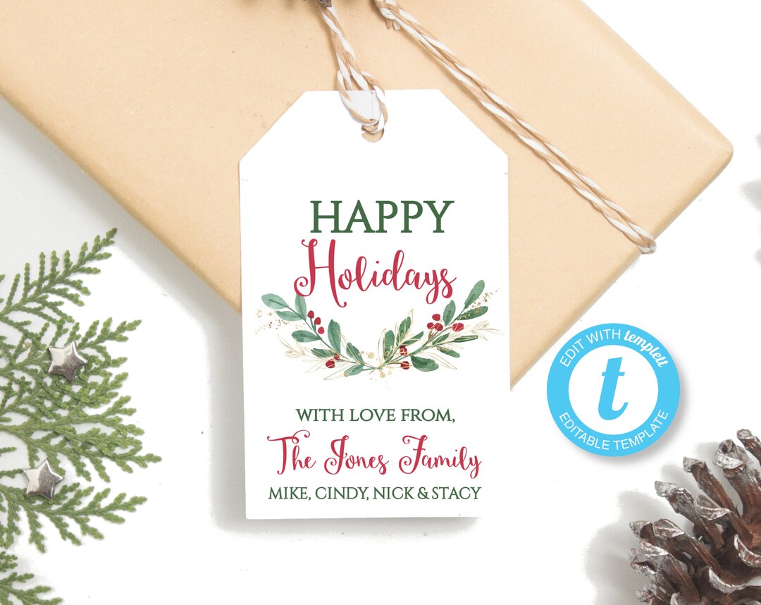 INSTANT DOWNLOAD Christmas Happy Holidays Printable 3x5 Gift Tags ...
