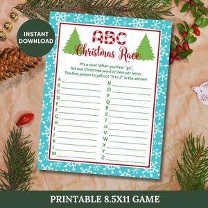 Printable 8.5x11 ABC Christmas Race, Family Party Game, Holiday Party ...