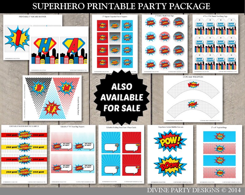 INSTANT DOWNLOAD Superhero Printable Wall Banner and Sign | Etsy