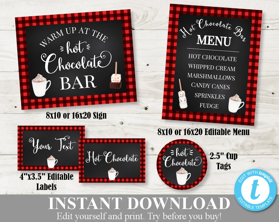 INSTANT DOWNLOAD Printable Hot Chocolate Bar Party Package / Sign ...