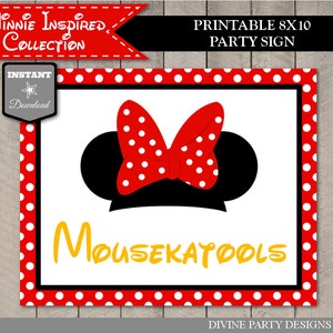 INSTANT DOWNLOAD Printable Red Girl Mouse 8x10 Mousekatools Party Sign ...