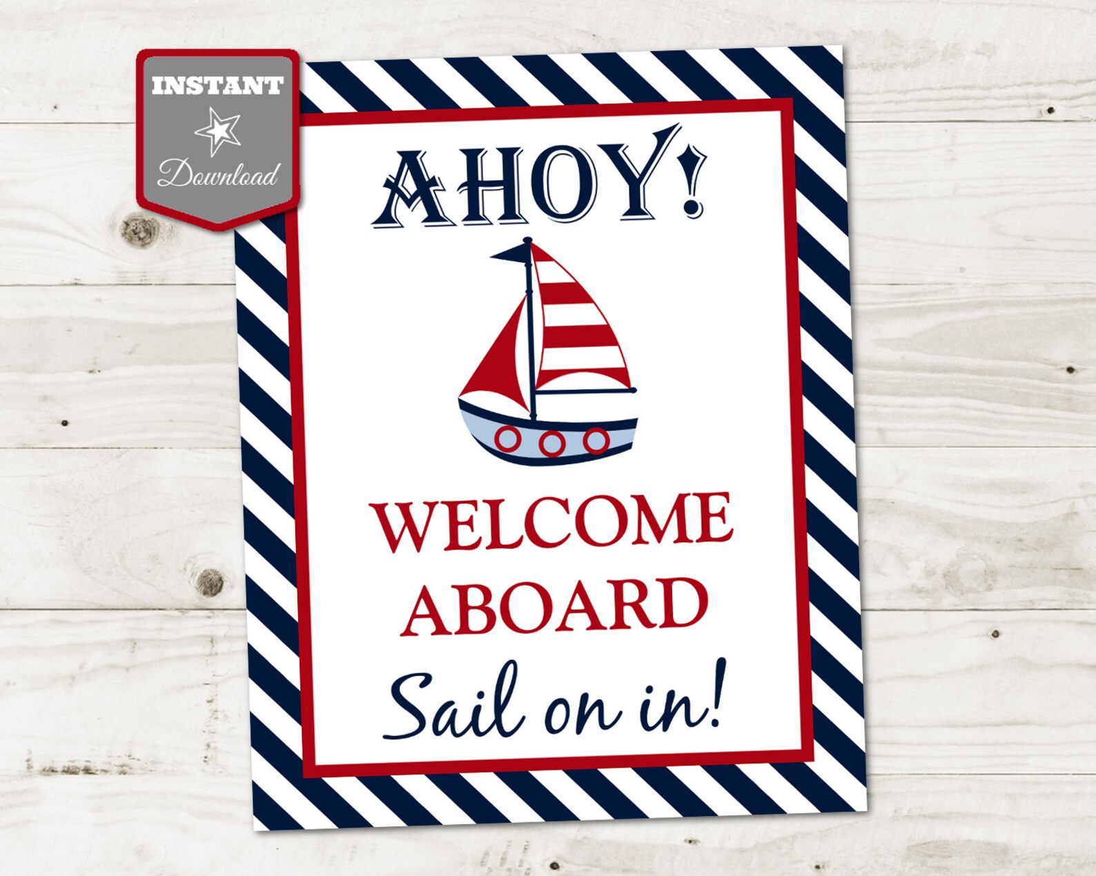 INSTANT DOWNLOAD Nautical Printable 8x10 Ahoy Welcome Aboard - Etsy
