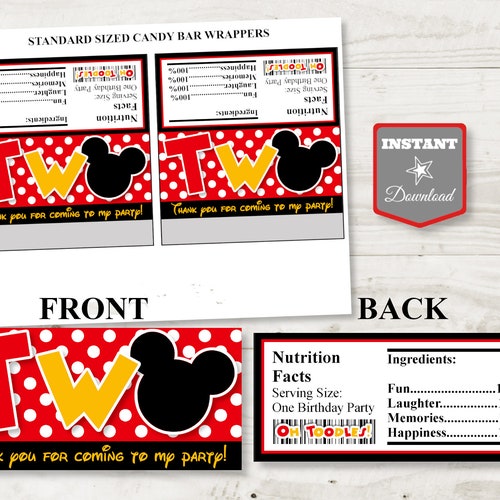 INSTANT DOWNLOAD Classic Mouse Red Chip Bag Wrappers / Labels - Etsy