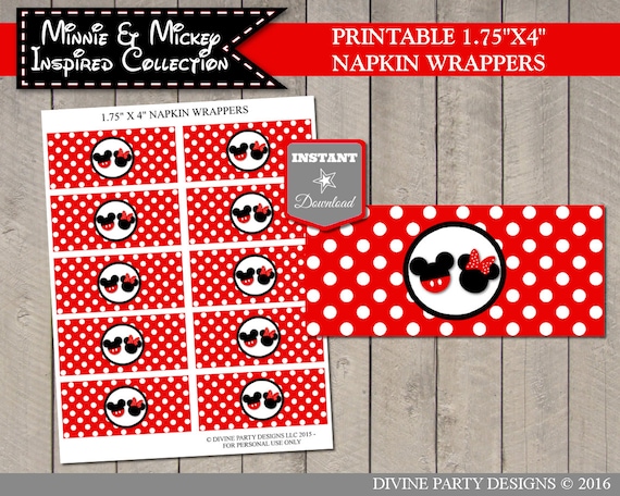 INSTANT DOWNLOAD Printable Girl and Boy Mouse Napkin Wrappers | Etsy