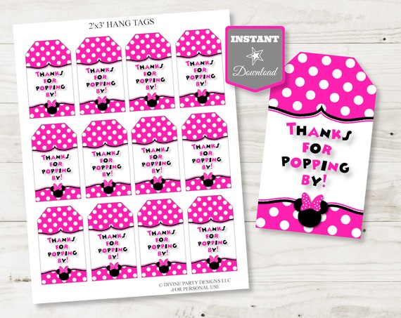 INSTANT DOWNLOAD Hot Pink Mouse Printable 2"x3" Thanks for Popping By ...