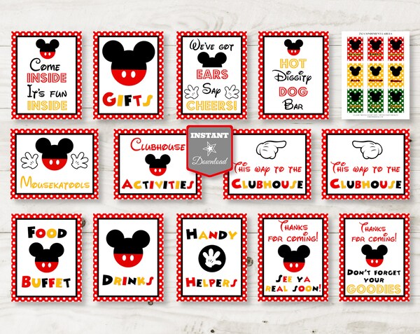 Printable Set of Mickey Mouse Party Signs 5x7 and 8x10 - Etsy Canada