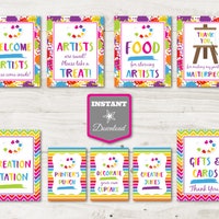Printable Art Party Welcome Sign, 8" X 10" Paint Party Art Studio Sign ...
