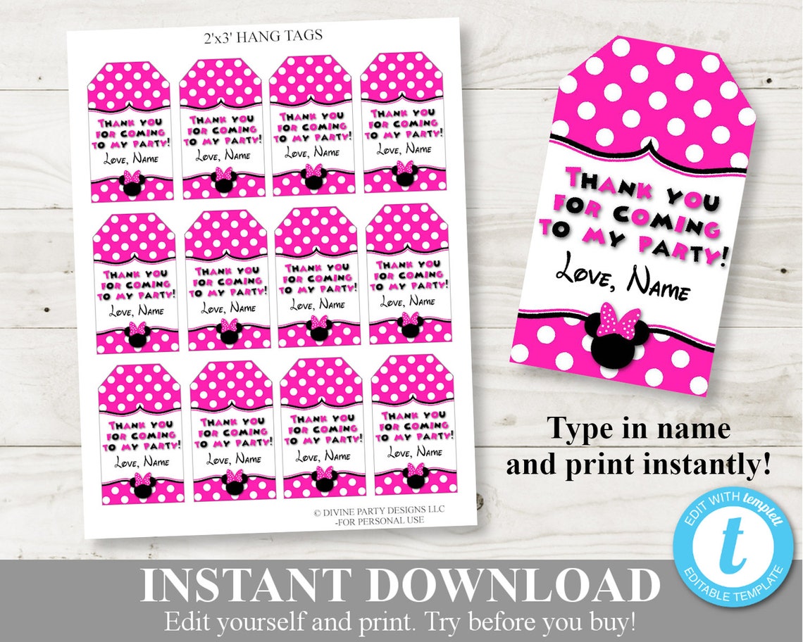 INSTANT DOWNLOAD Hot Pink Mouse Editable Printable - Etsy