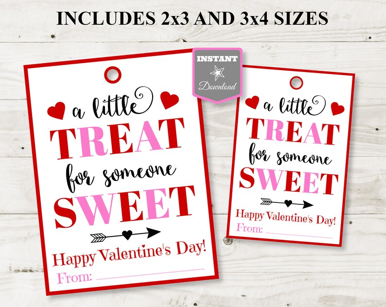 INSTANT DOWNLOAD Printable Valentine's 2x3 and 3x4 Treats for Someone ...