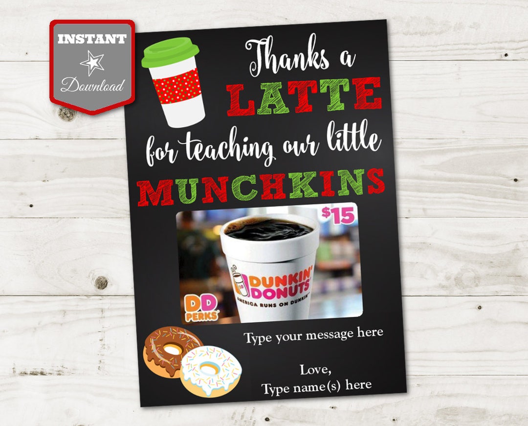 INSTANT DOWNLOAD Printable Christmas 5x7 Thanks a Latte for Teaching ...