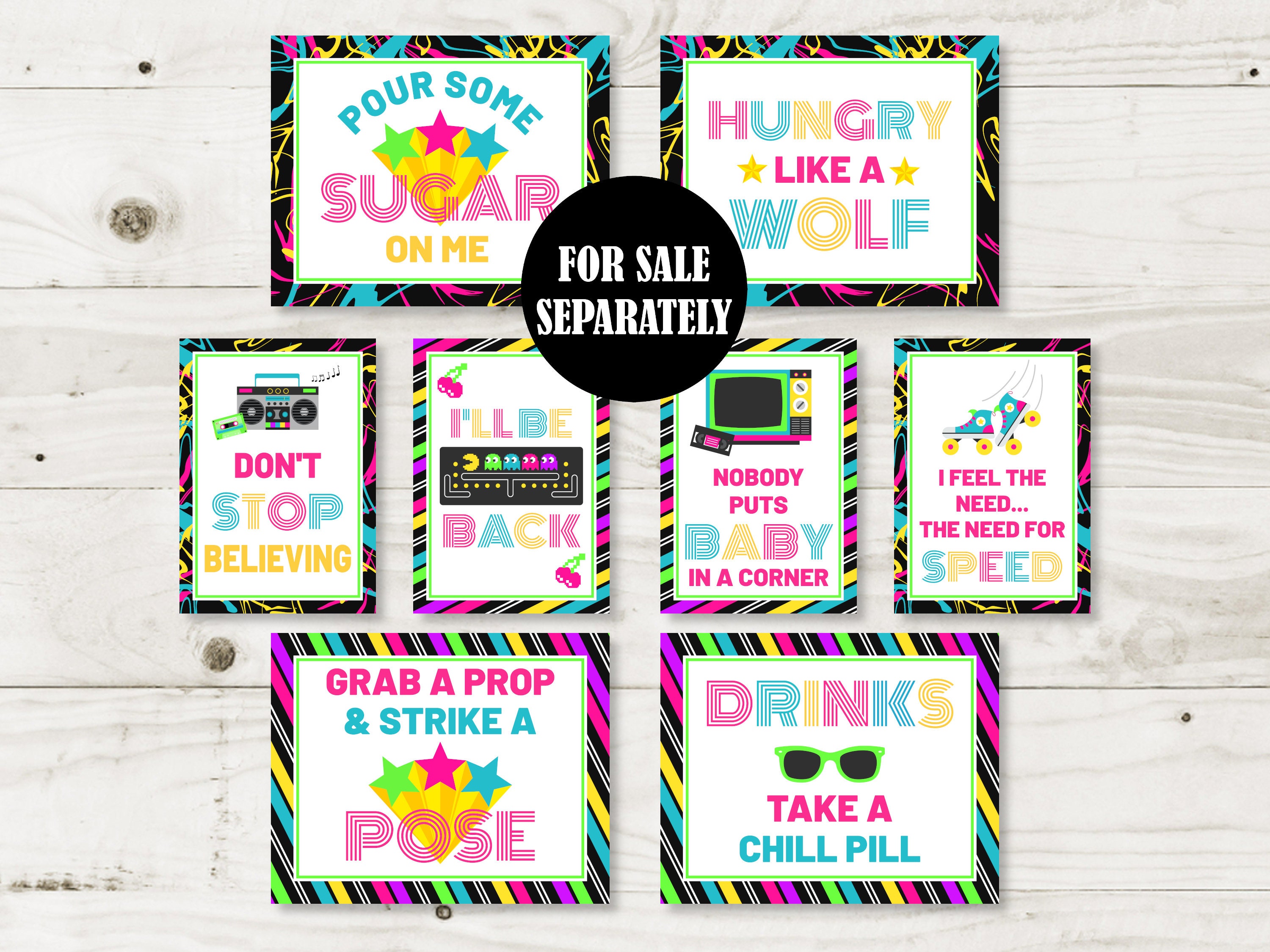 INSTANT DOWNLOAD 80s Themed 5x7 and 8x10 Editable Sign Templates ...