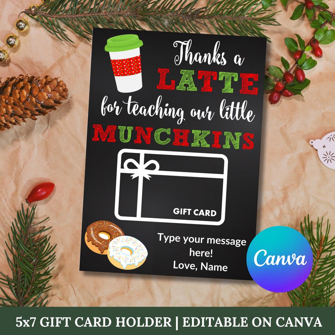 Printable Christmas Holiday 5x7 Thanks a Latte for Teaching Our ...