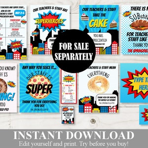 INSTANT DOWNLOAD Editable 8.5x11 Superhero Teacher Appreciation Week ...