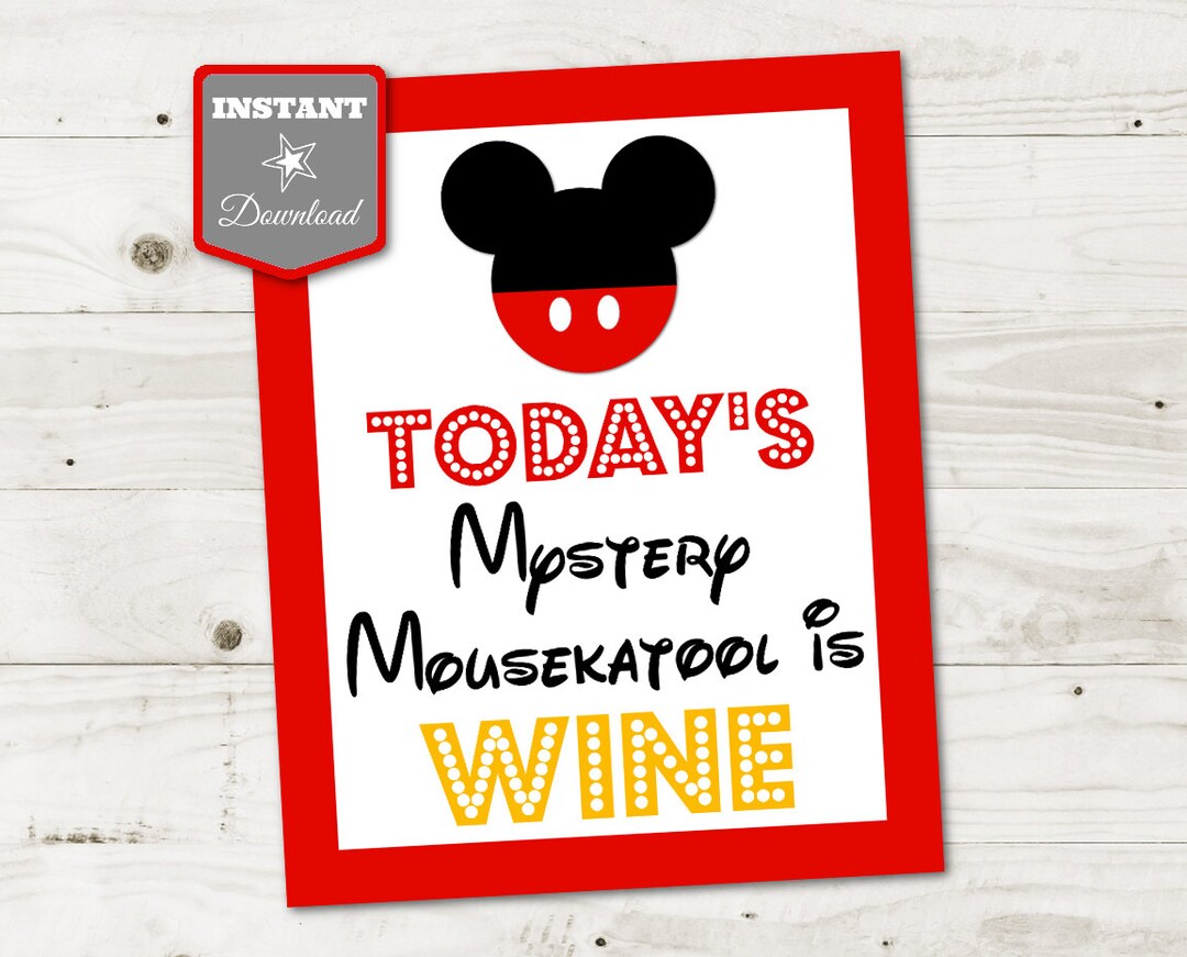 INSTANT DOWNLOAD Classic Mouse Today's Mousekatool is Wine - Etsy