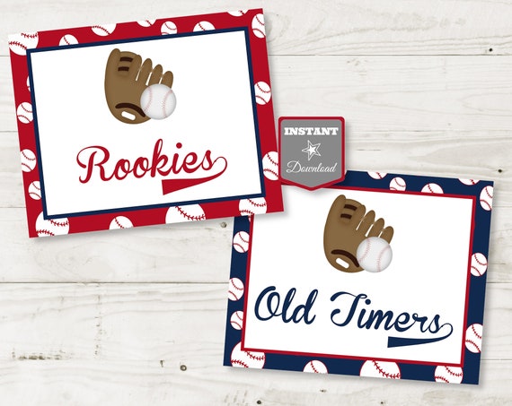 INSTANT DOWNLOAD Baseball Old Timers and Rookies 8x10 Party Signs ...