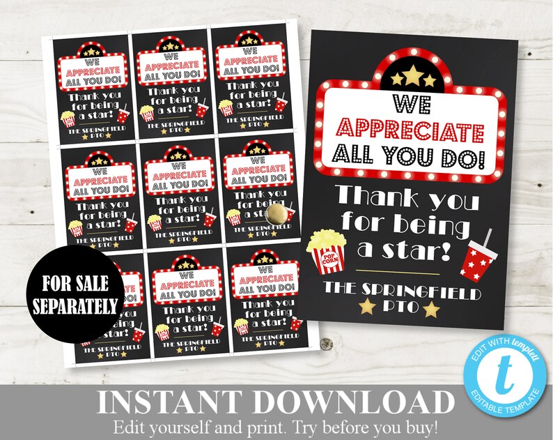 INSTANT DOWNLOAD Editable 5x7 and 8x10 Movie Themed Editable Sign ...