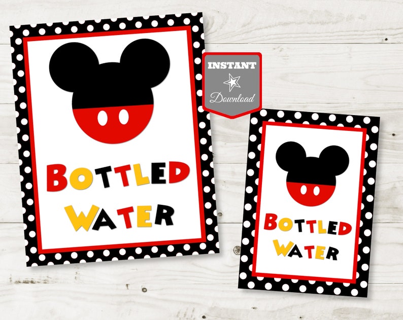 INSTANT DOWNLOAD Printable Classic Mouse Bottled Water 5x7 and | Etsy