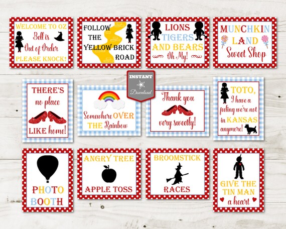 INSTANT DOWNLOAD Printable 8x10 Oz Birthday Party Sign Package ...