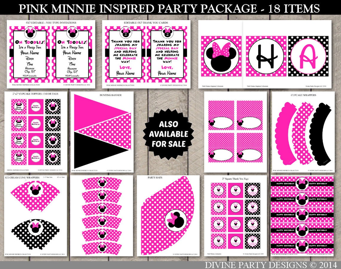 INSTANT DOWNLOAD Hot Pink Mouse 8x10 Large Party Sign Package - Etsy