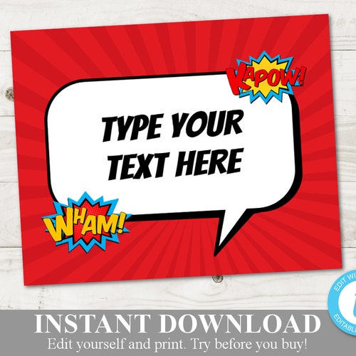 INSTANT DOWNLOAD Superhero Printable Headquarters Sign 8x10 | Etsy