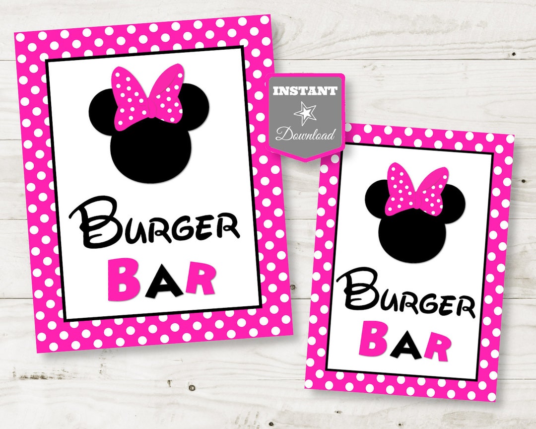 INSTANT DOWNLOAD Hot Pink Mouse Printable 5x7 and 8x10 Burger Bar Party ...