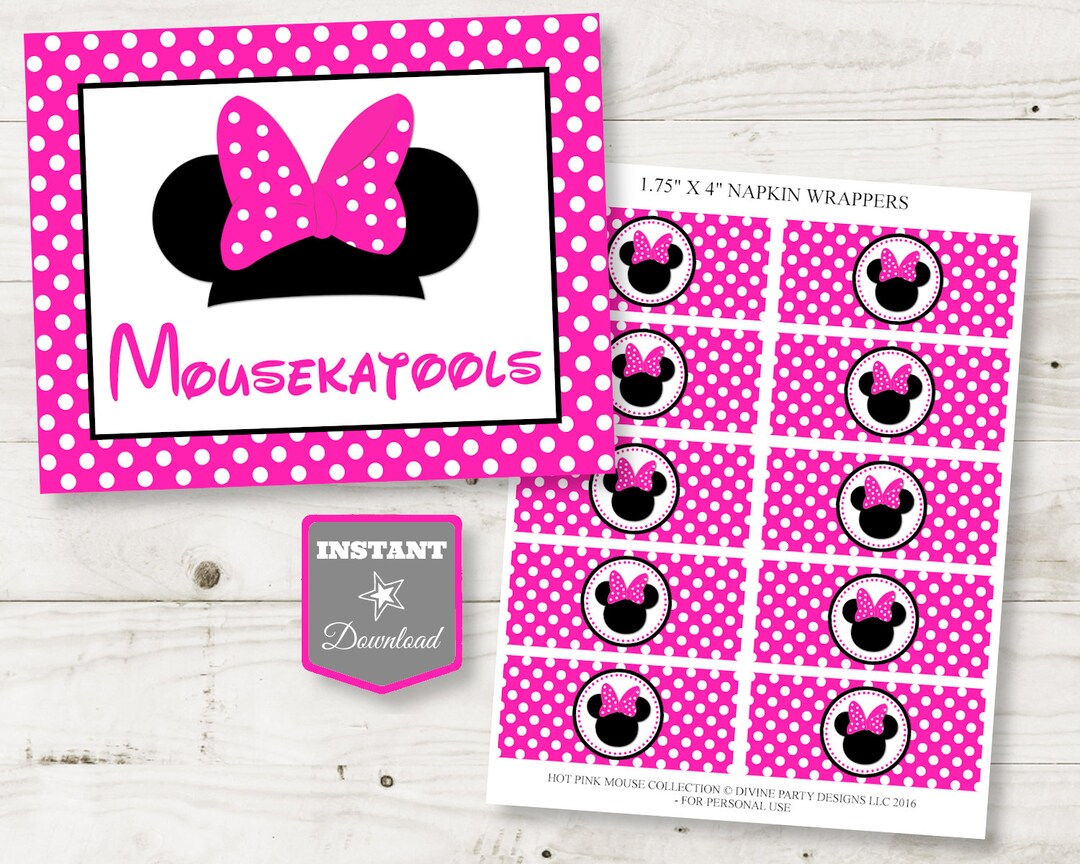 INSTANT DOWNLOAD Hot Pink Mouse 5x7 and 8x10 Mousekatools Printable ...