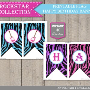 INSTANT DOWNLOAD Rock Star Happy Birthday Banner / Printable / | Etsy