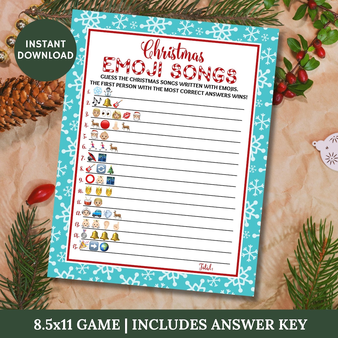 Printable Christmas Holiday Emoji Song Guessing Game & Answer Key ...
