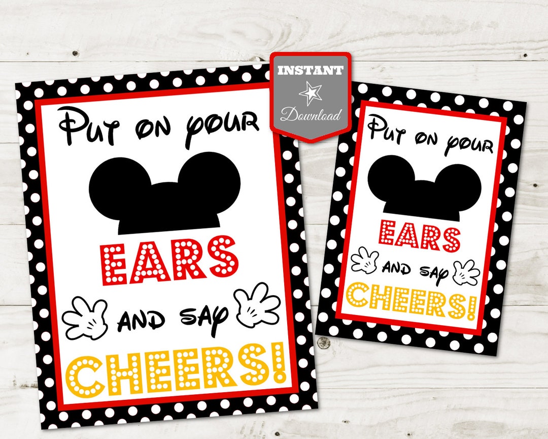 INSTANT DOWNLOAD Printable Classic Mouse 5x7 and 8x10 Put on Your Ears ...