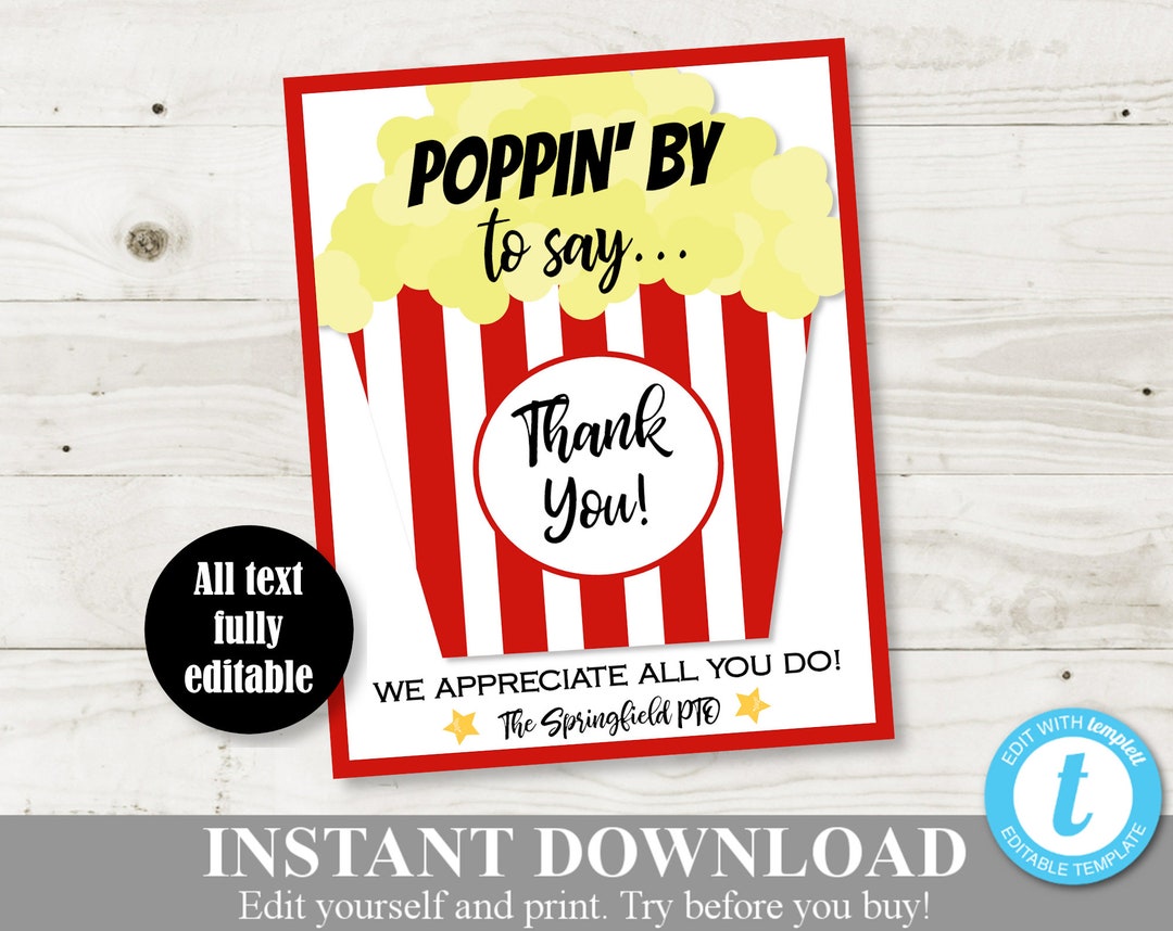 INSTANT DOWNLOAD Editable 8x10 Poppin by to Say Thank You Sign ...