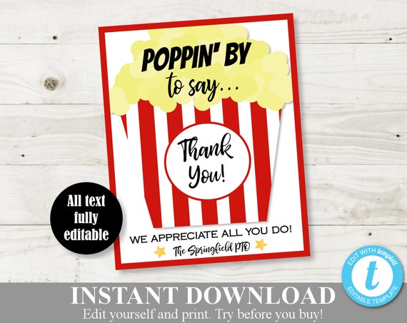 INSTANT DOWNLOAD Editable 8x10 Poppin By To Say Thank You Sign ...