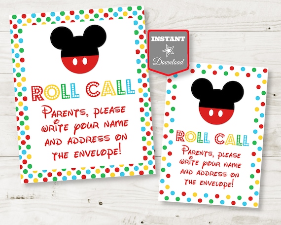 INSTANT DOWNLOAD Mouse Clubhouse 8x10 Roll Call Address Envelope Party ...