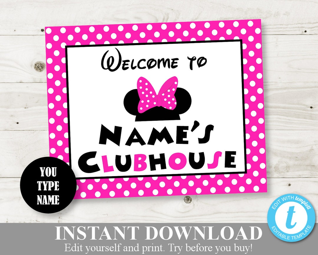 INSTANT DOWNLOAD Editable Hot Pink Mouse 8x10 Printable Welcome ...