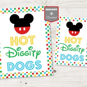 INSTANT DOWNLOAD Mouse Clubhouse 5x7 and 8x10 Hot Diggity Dogs Party ...