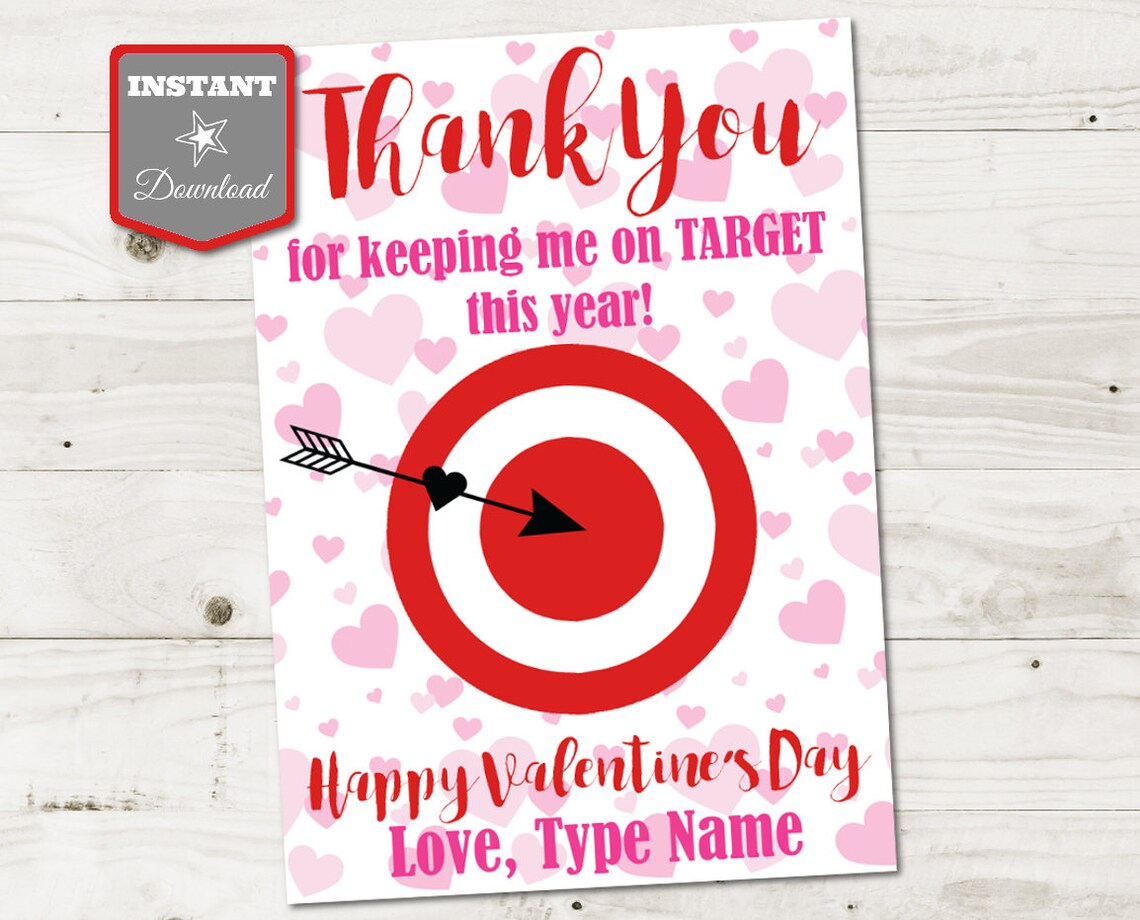 INSTANT DOWNLOAD Printable Valentine's Day 5x7 Thank You | Etsy