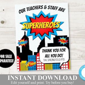 INSTANT DOWNLOAD Editable 2.5"x3.5" Superhero Super Thanks Tags ...