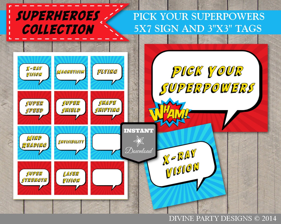 INSTANT DOWNLOAD Superhero Printable Pick Your Superpowers - Etsy